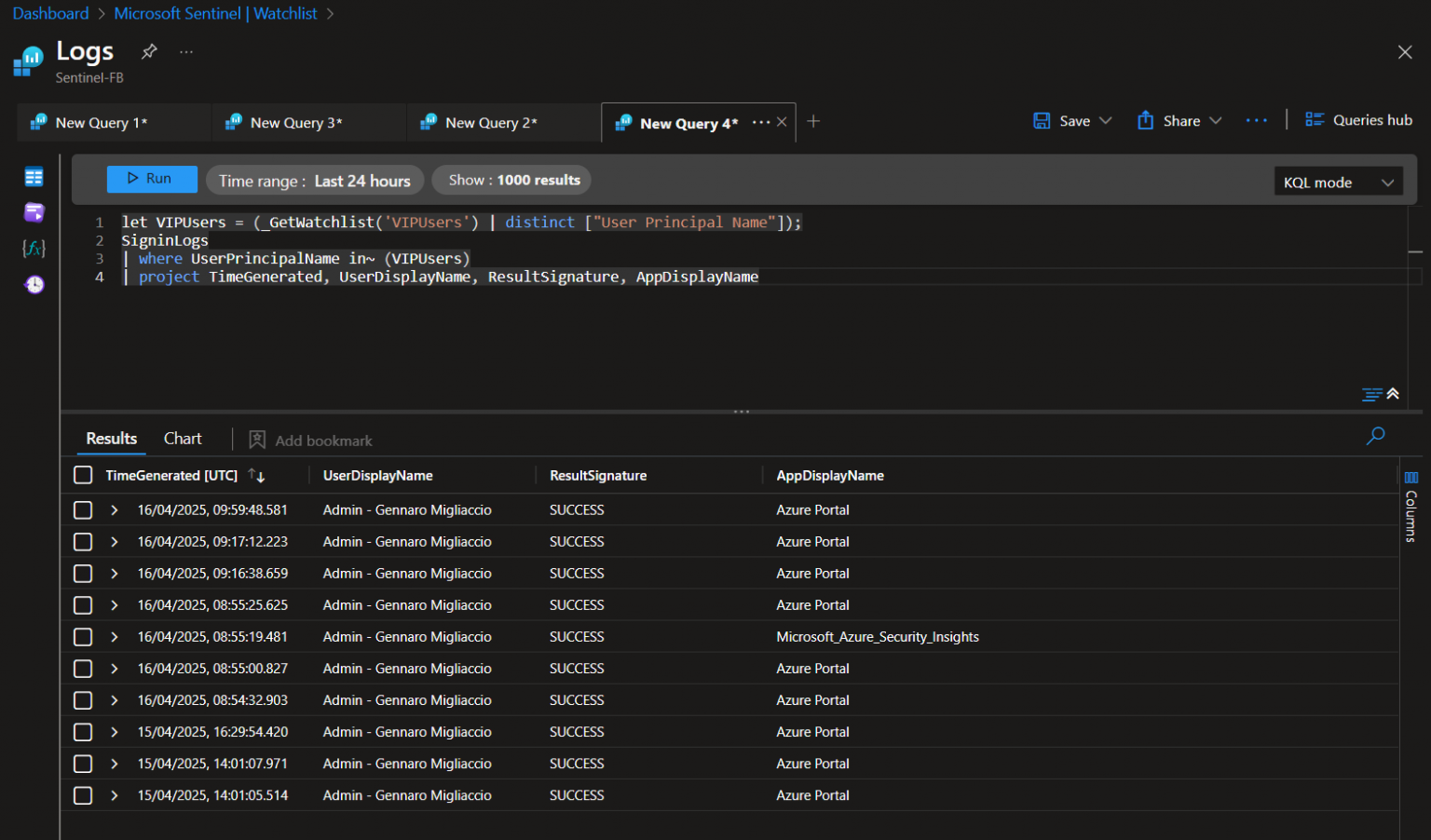 Microsoft Sentinel - Using Watchlists - Gennaro Migliaccio